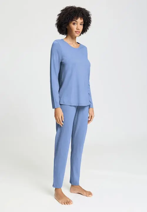 Hanro Sleep And Lounge Relaxed Round Neck Top - Bluebird
