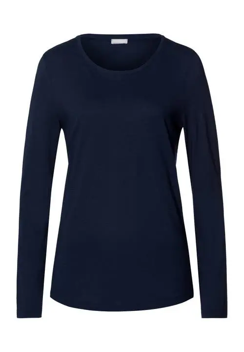 Hanro Sleep And Lounge Relaxed Round Neck Top - Deep Navy