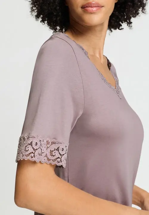 Hanro Moments Lace Trim Cotton Nightgown