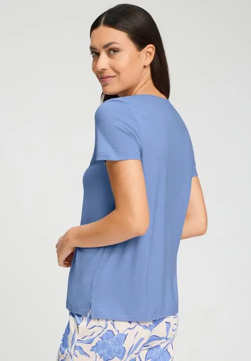 Hanro Sleep And Lounge Relaxed V-neck T-shirt - Bluebird