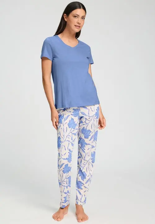 Hanro Sleep And Lounge Relaxed V-neck T-shirt - Bluebird