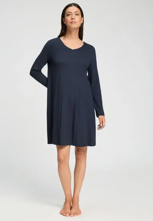 Hanro Sleep And Lounge Tencel And Cotton Nightgown - Deep Navy