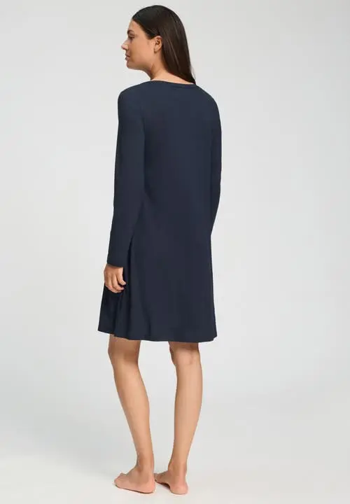 Hanro Sleep And Lounge Tencel And Cotton Nightgown - Deep Navy