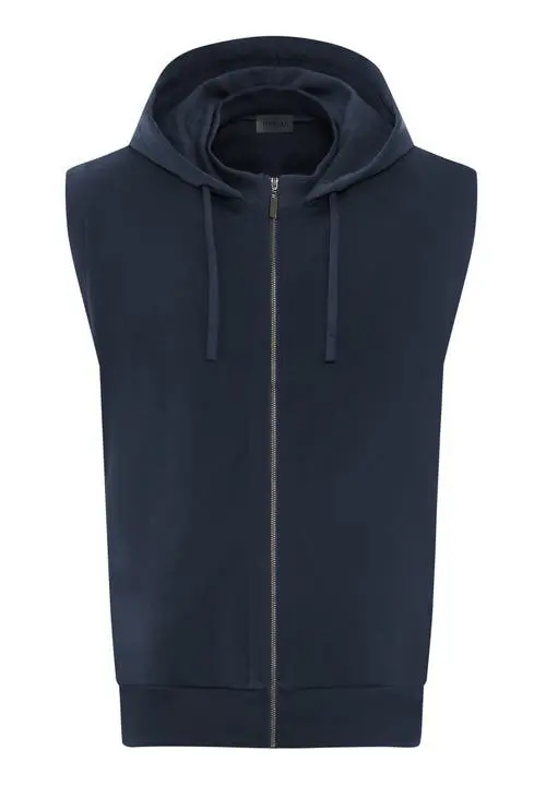 Hanro Natural Living Hooded French Terry Zip-up Vest - Deep Navy