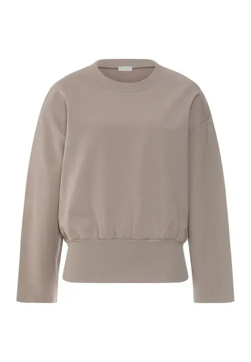 Hanro Natural Living Cotton Blend French Terry Sweatshirt - Rose Grey
