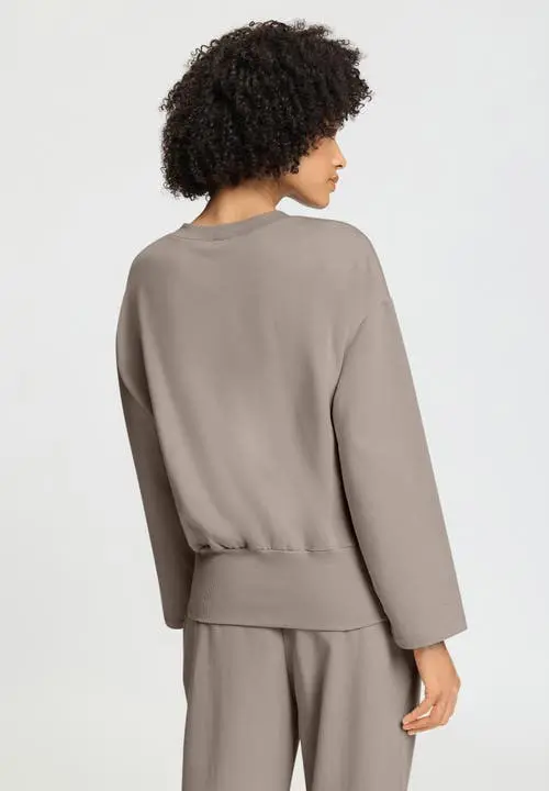 Hanro Natural Living Cotton Blend French Terry Sweatshirt - Rose Grey