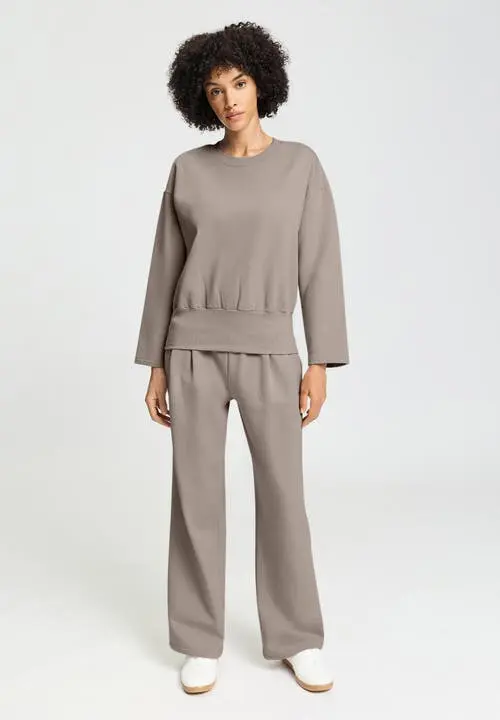 Hanro Natural Living Cotton Blend French Terry Sweatshirt - Rose Grey