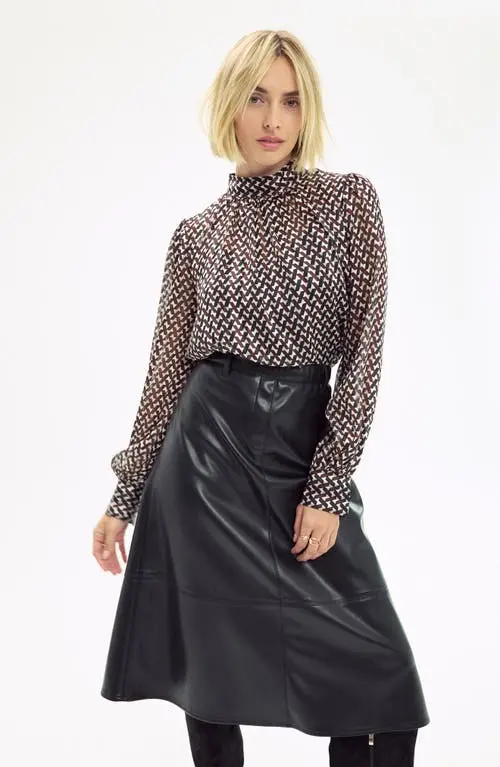 ELLE COLLECTION Faux Leather Skirt - Black