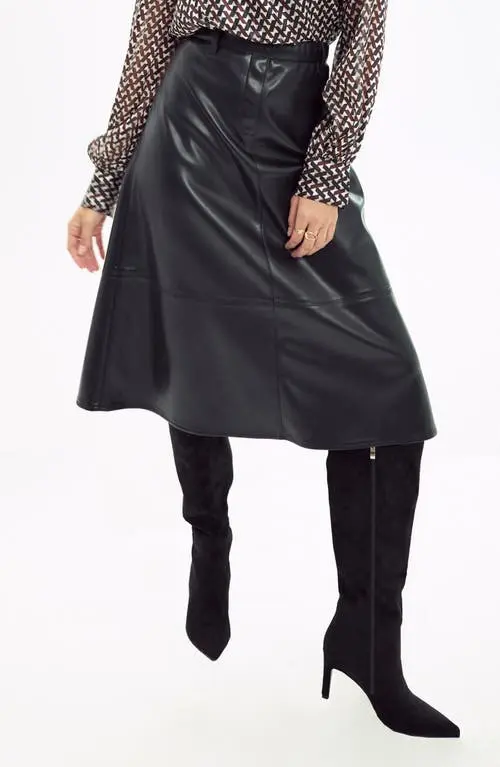 ELLE COLLECTION Faux Leather Skirt - Black