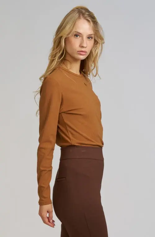 ELLE COLLECTION Embroidered Long Sleeve Shirt - Hazelnut