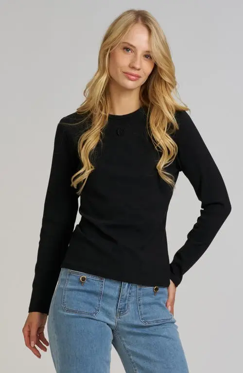 ELLE COLLECTION Embroidered Long Sleeve Shirt - Noir