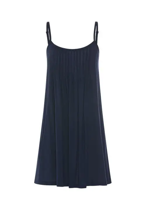 Hanro Juliet Pleated Cotton Babydoll - Deep Navy