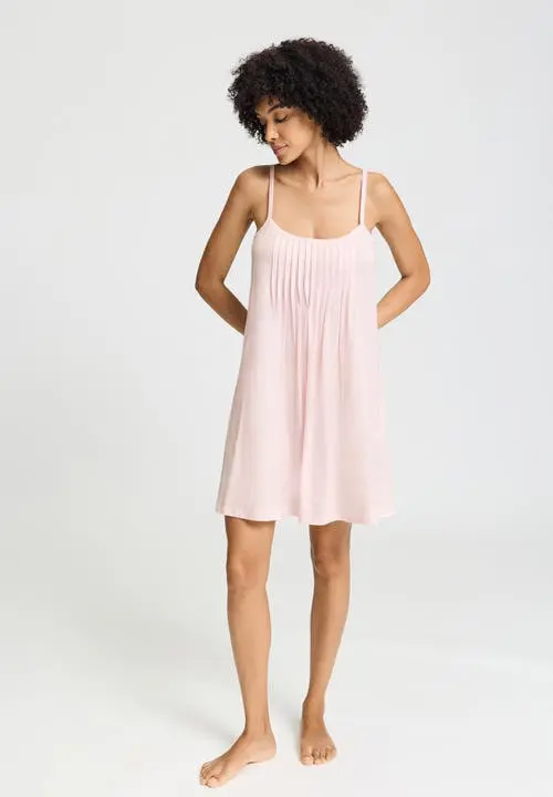 Hanro Juliet Pleated Cotton Babydoll - Rose Bath