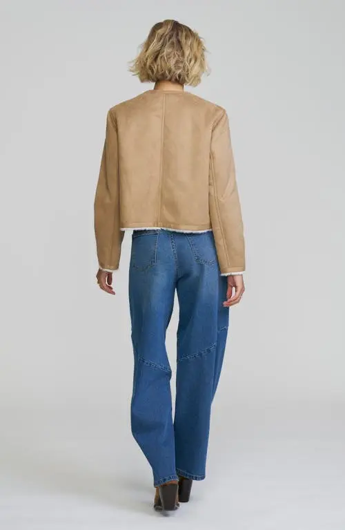 ELLE COLLECTION Faux Shearling Cropped Jacket
