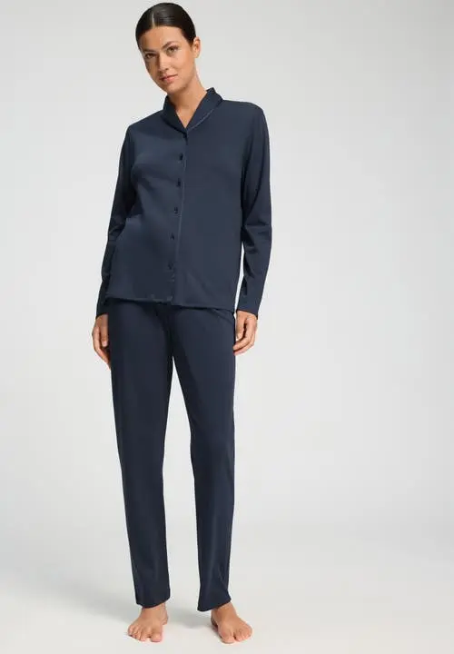 Hanro Cotton Silk Button Front Cotton Pajama Set
