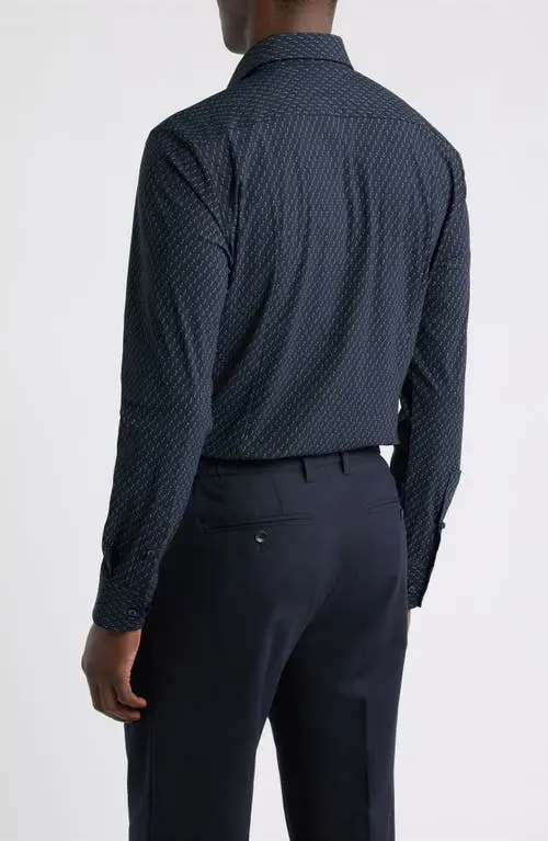 BOSS P-hank-k Slim Fit Performance Shirt - Dark Blue