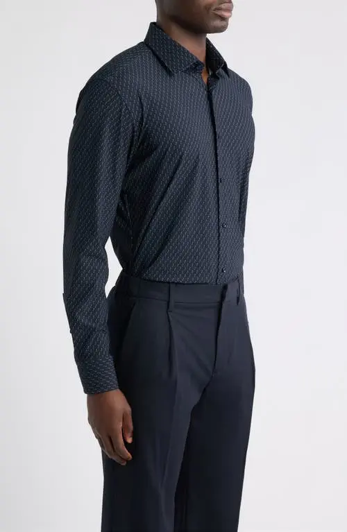 BOSS P-hank-k Slim Fit Performance Shirt - Dark Blue