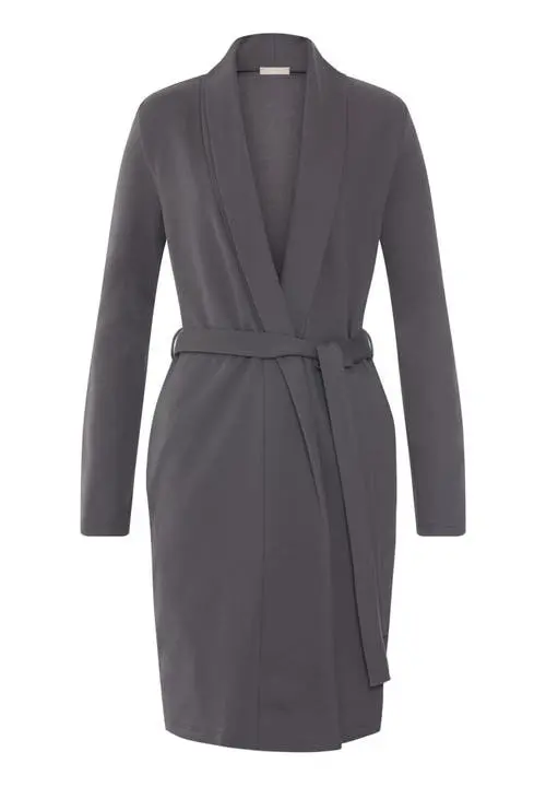 Hanro Easy Wear Cotton Blend Robe - Dark Sesame