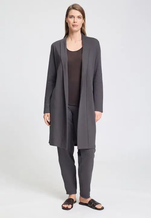 Hanro Easy Wear Cotton Blend Robe - Dark Sesame