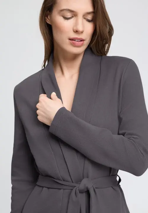 Hanro Easy Wear Cotton Blend Robe - Dark Sesame