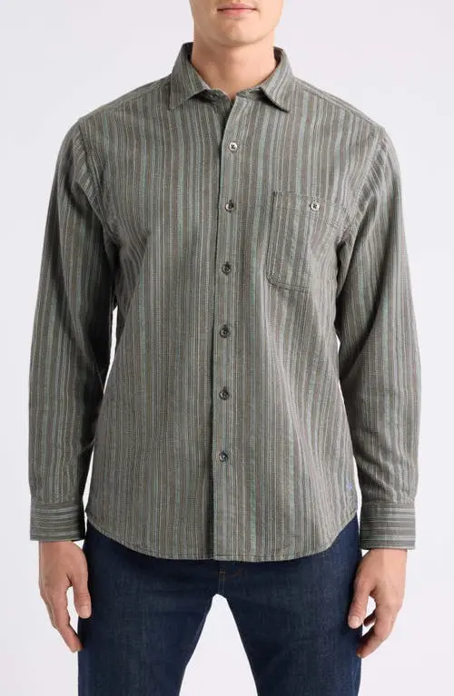 Tommy Bahama Coastline Cord Montecito Stripe Cotton Corduroy Button-up Shirt - Tea Leaf