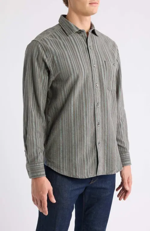 Tommy Bahama Coastline Cord Montecito Stripe Cotton Corduroy Button-up Shirt - Tea Leaf