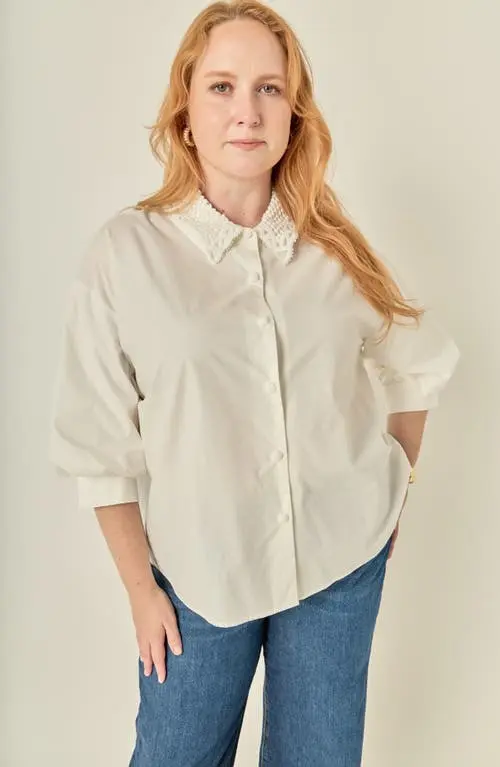 English Factory Lace Collar Balloon Sleeve Shirt