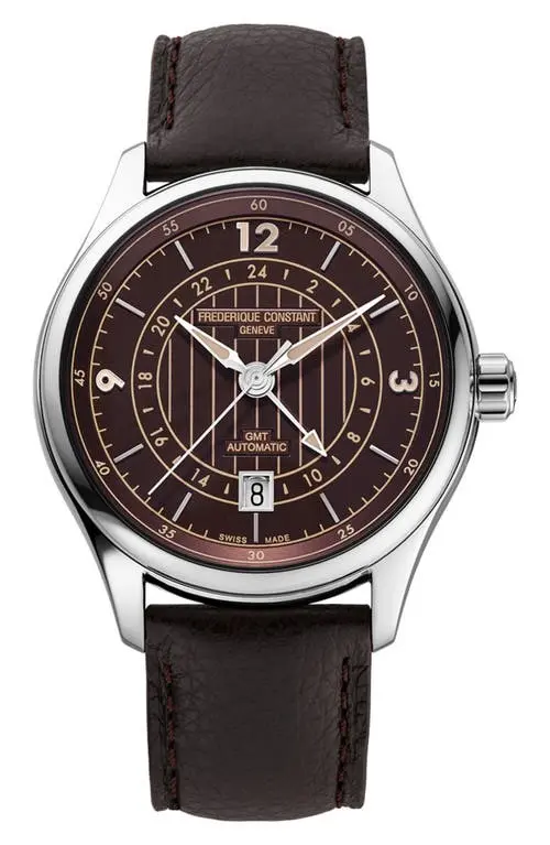 FREDERIQUE CONSTANT Runabout Gmt Automatic Leather Strap Watch