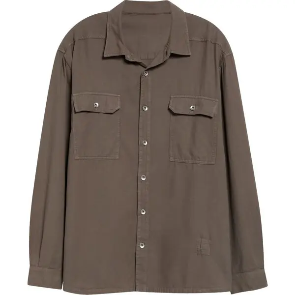 Rick Owens Jumbo Cotton Flannel Button-up Outershirt - Dust
