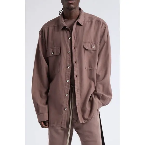 Rick Owens Jumbo Cotton Flannel Button-up Outershirt - Grape