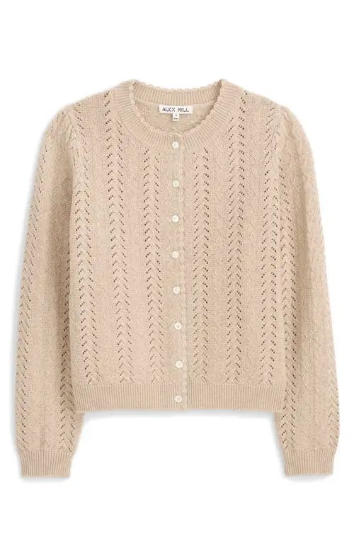 ALEX MILL Gracie Pointelle Wool & Cotton Cardigan - Light Camel