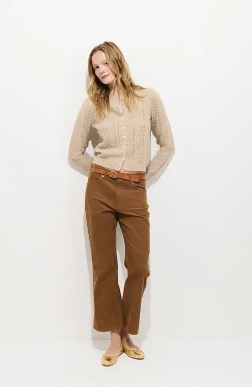ALEX MILL Gracie Pointelle Wool & Cotton Cardigan - Light Camel