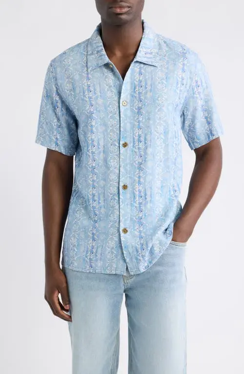RHYTHM Bayu Linen Blend Camp Shirt - Blue