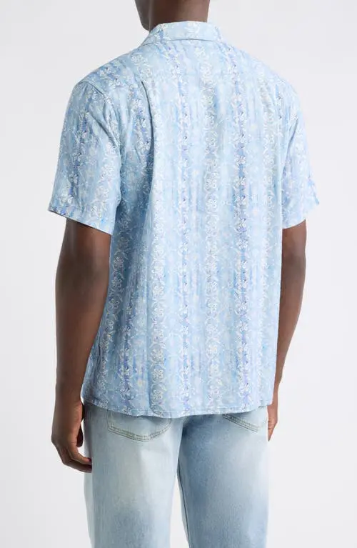RHYTHM Bayu Linen Blend Camp Shirt - Blue