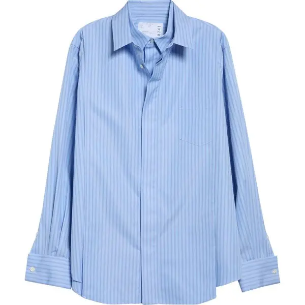 Sacai Stripe Layered Button-up Shirt - Light Blue Stripe