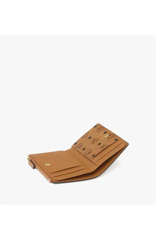 Mcm Bifold Zip Card Wallet In Visetos Original