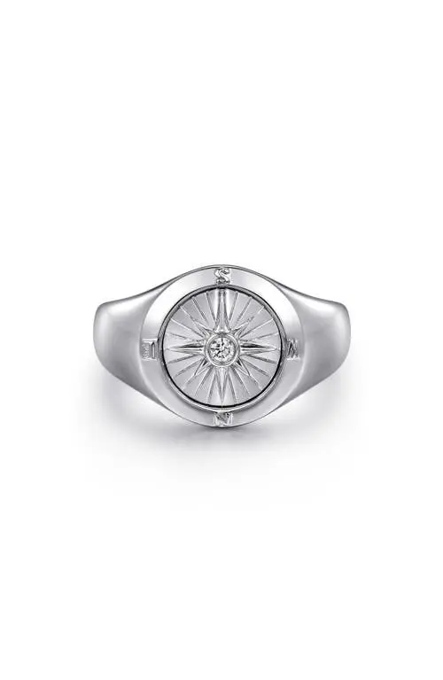 GABRIEL & CO. Polaris Diamond Compass Signet Ring