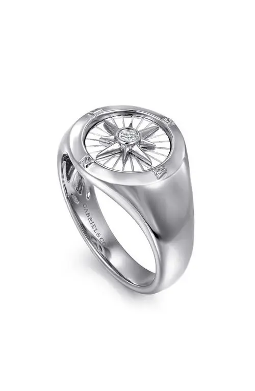 GABRIEL & CO. Polaris Diamond Compass Signet Ring