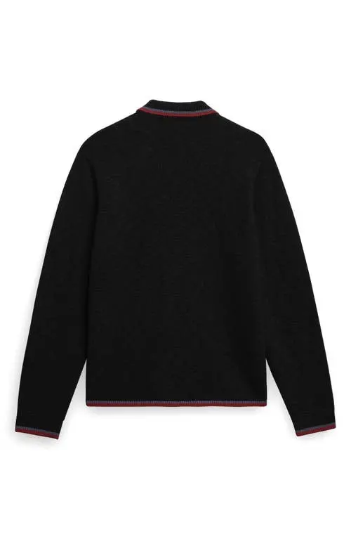 WAX LONDON Lennox Merino Wool & Cotton Zip Polo