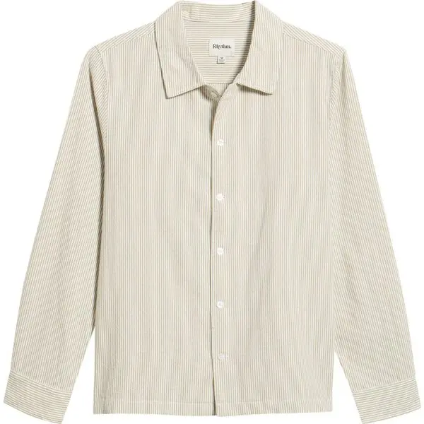 RHYTHM Bank Stripe Cotton Button-up Shirt