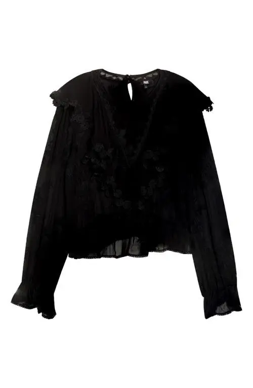 Paige Akari Embroidered Silk Shirt - Black