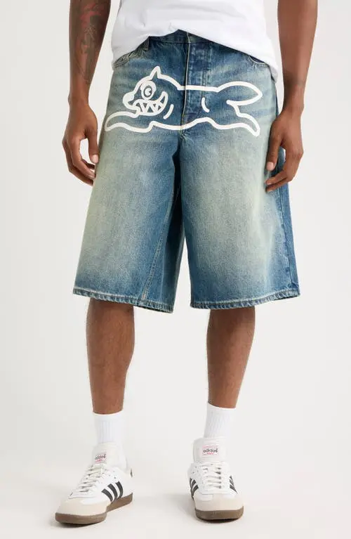 ICECREAM Orange Cotton Denim Shorts