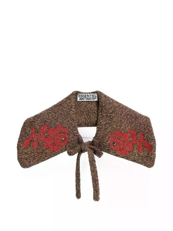 Essentiel Antwerp Bead-embellished Floral-motif Collar - Brown
