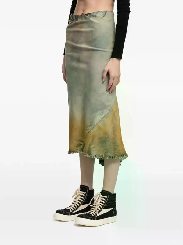 Rick Owens Dégradé-effect Frayed Midi Skirt