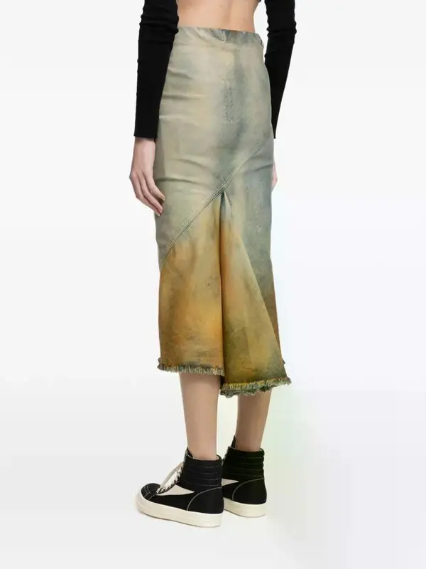 Rick Owens Dégradé-effect Frayed Midi Skirt