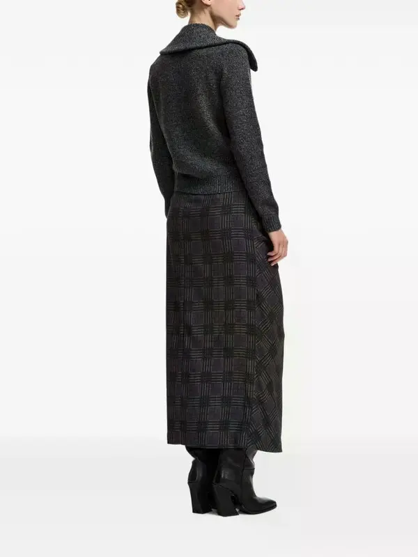 Essentiel Antwerp Checked Draped Maxi Skirt