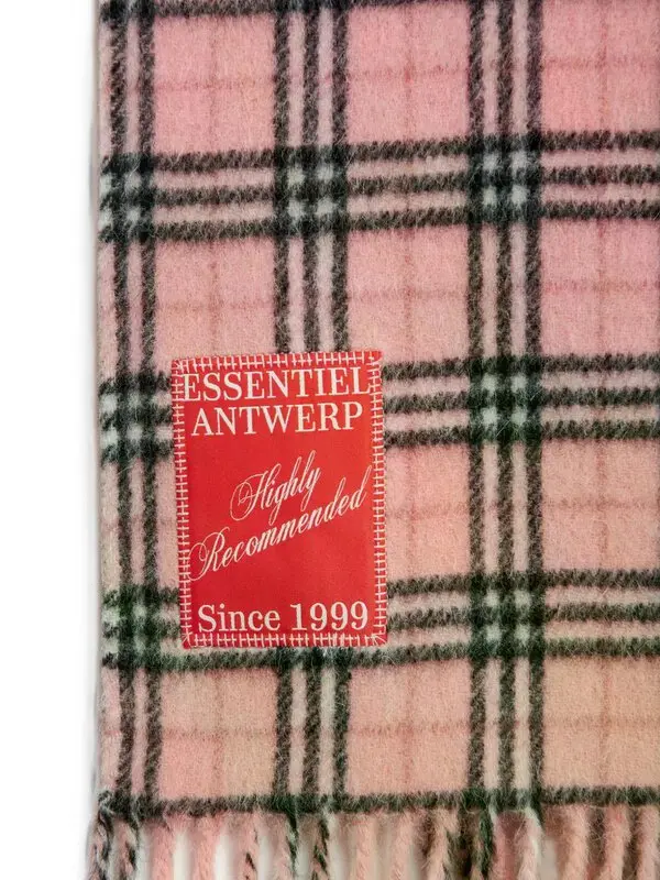 Essentiel Antwerp Kattern Check Fringed Scarf