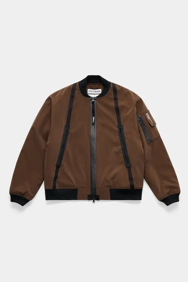 Stutterheim Bredsand Zip Winter Bomber Jacket - Brown