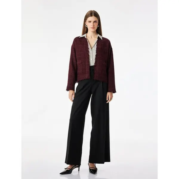 Koton Textured Long Sleeve Collarless Jacket