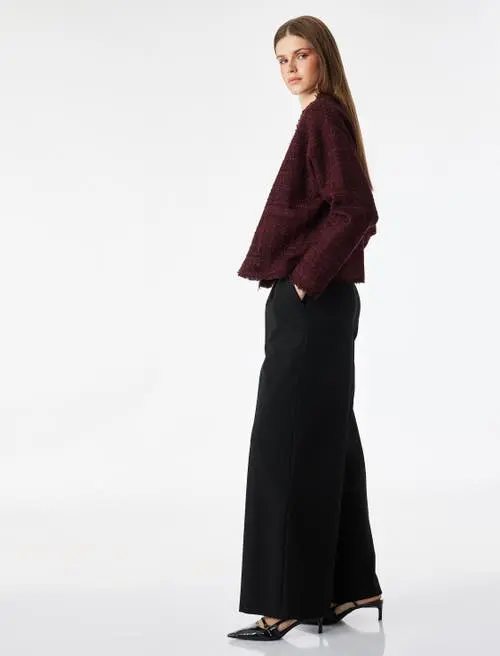 Koton Textured Long Sleeve Collarless Jacket